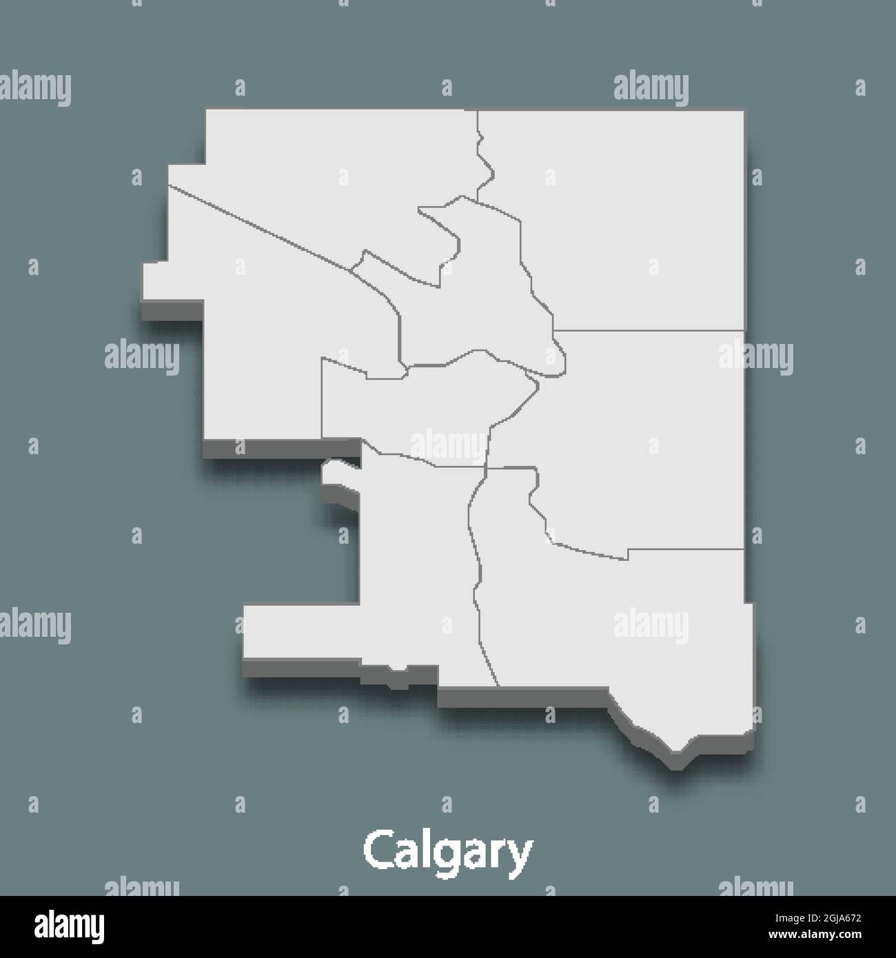 3d isometric map of Calgary is a city of Canada, vector illustration ...