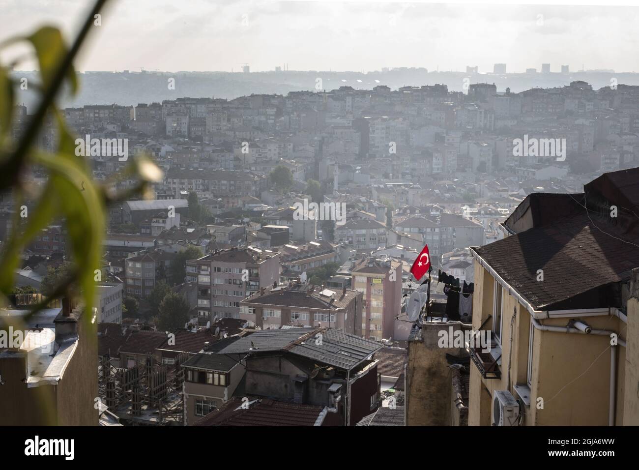 ISTANBUL 2016-07-30 View over in Istanbul with Turkish flag. Foto ...