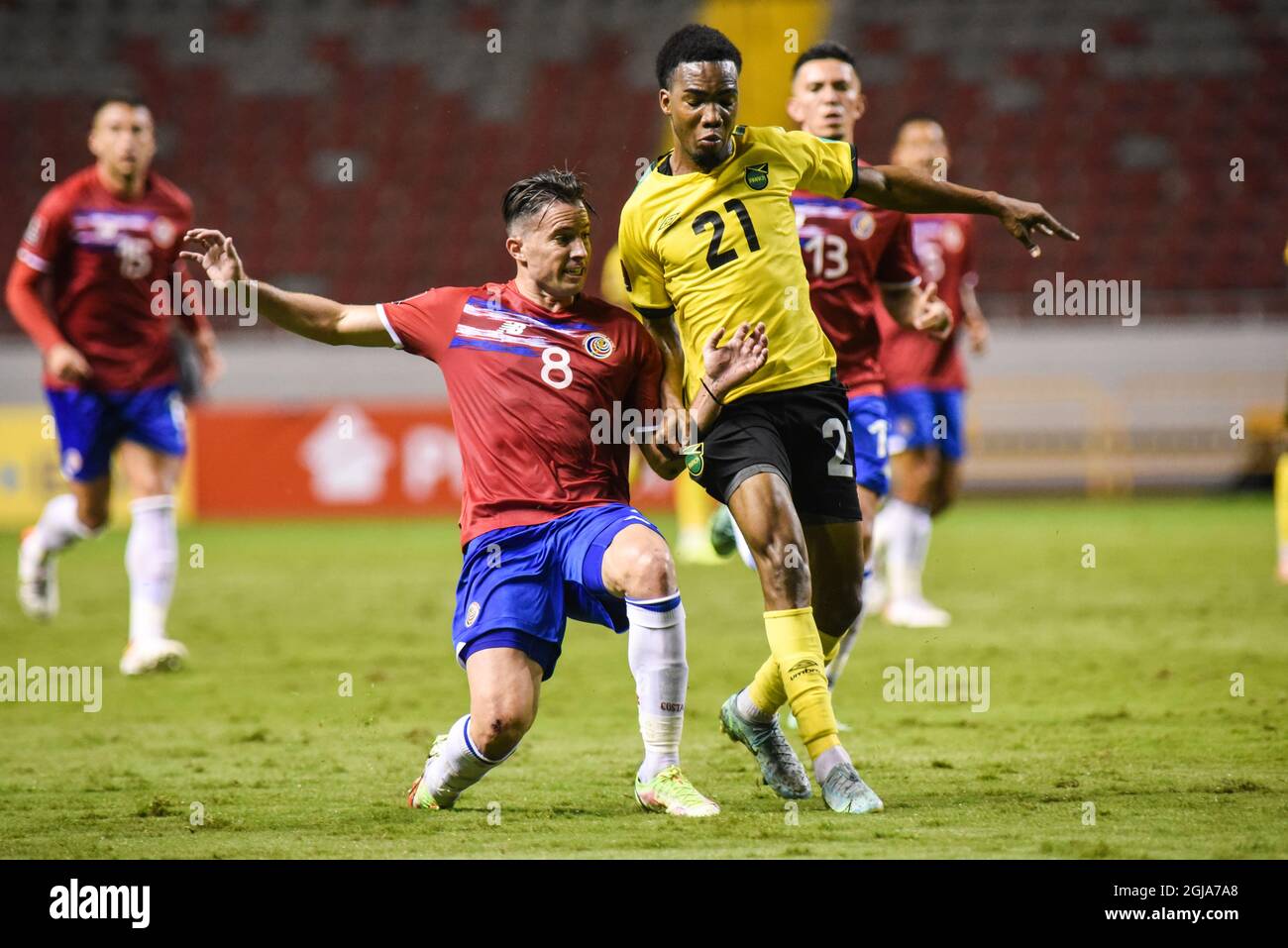 SAN JOSE, Costa Rica: Bryan Oviedo of Costa Rica (L), Tyrek Magee of ...