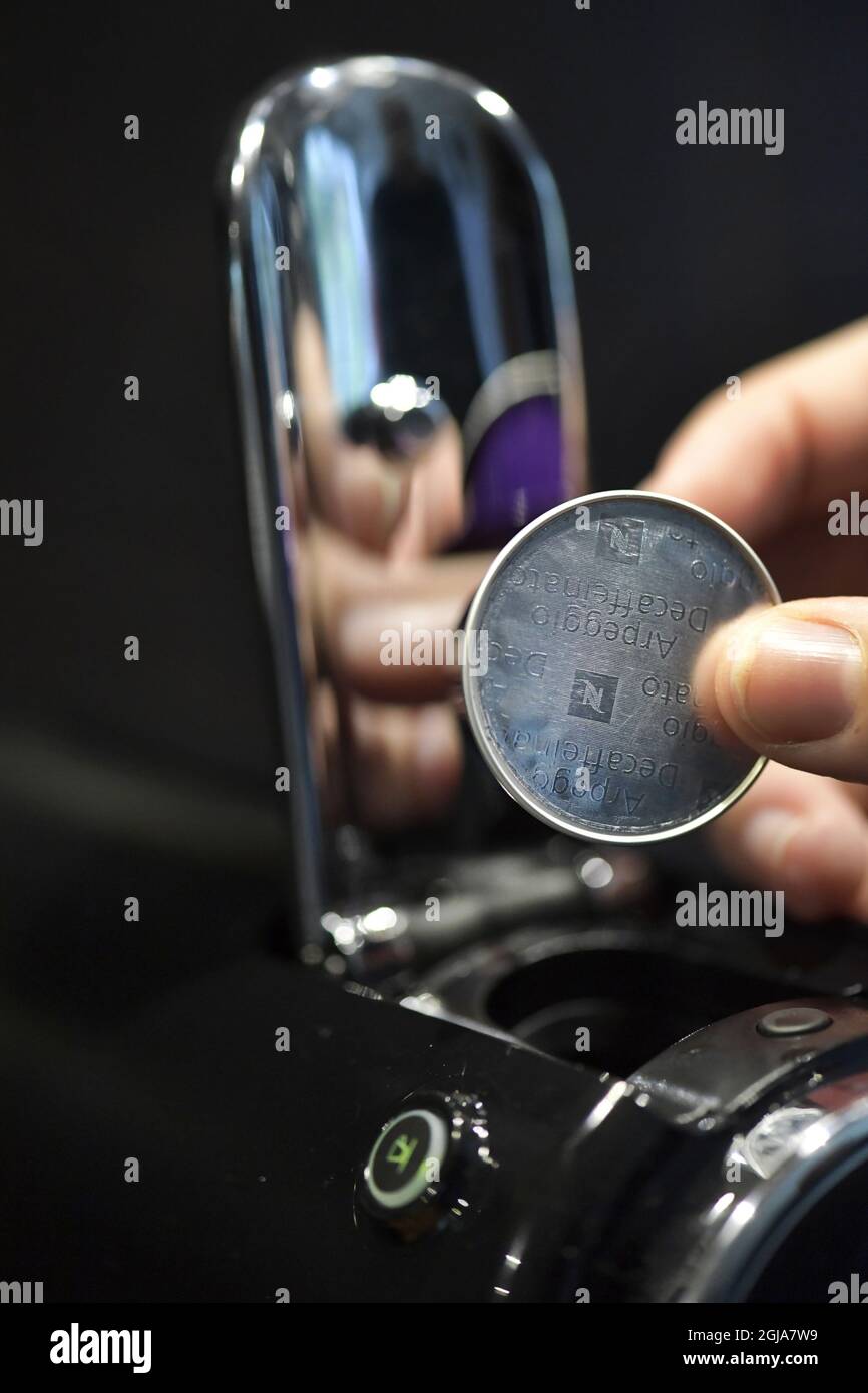 STOCKHOLM 2016-08-17 Capsule coffee machine, espresso,drink beverage ...