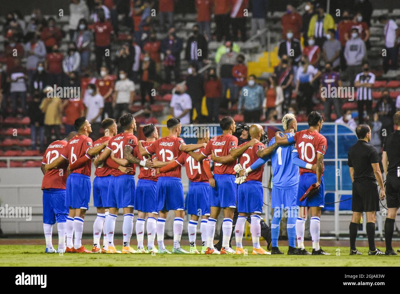 SAN JOSE, Costa Rica: Costa Rica squad previous to the 1-1 draw game ...