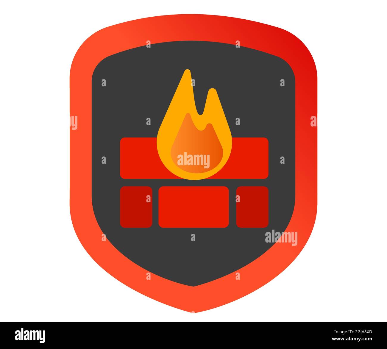 firewall icon symbol shield with brick wall and flame guard protect security Stock Vector Image ...