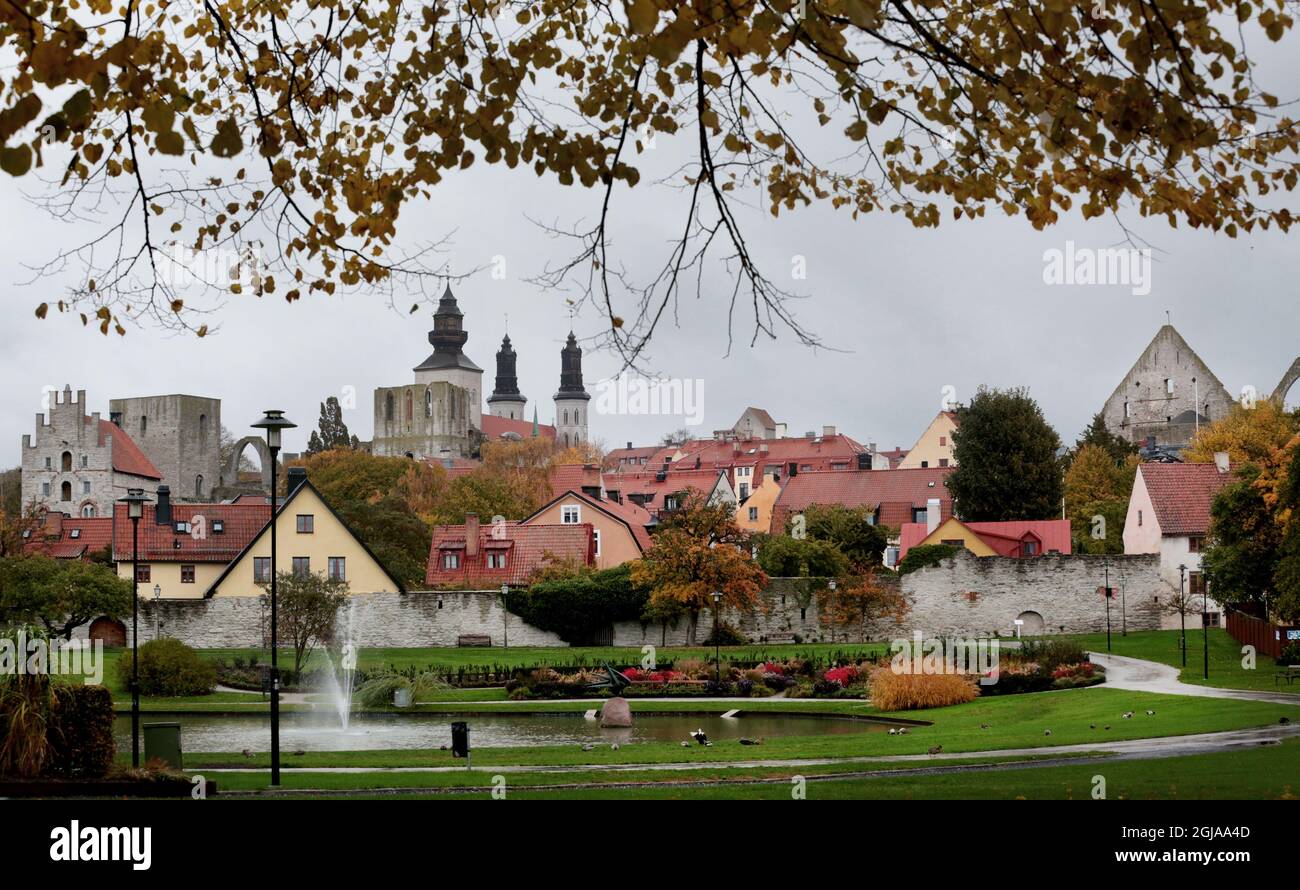 Picture of the 3 kilometers long medieval Visby City Wall surrounding ...