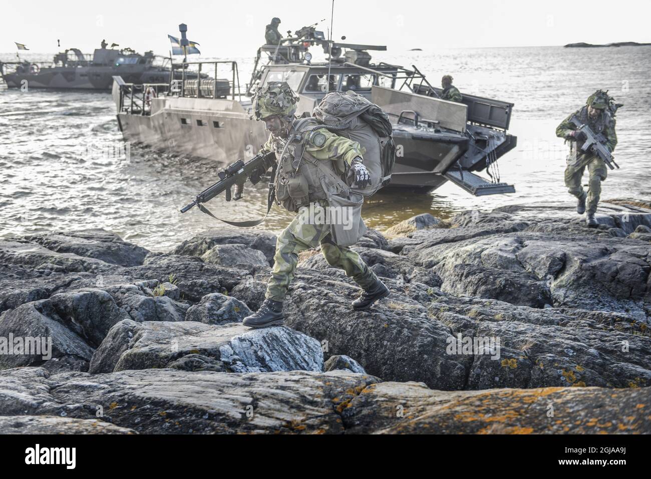 STOCKHOLM 2016-06-11 Swedish soldiers from the a amphibious battalion ...
