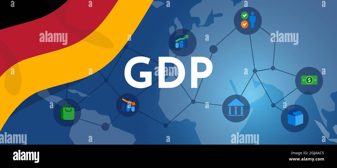 Germany GDP gross domestic product of Germany flag and map illustration ...