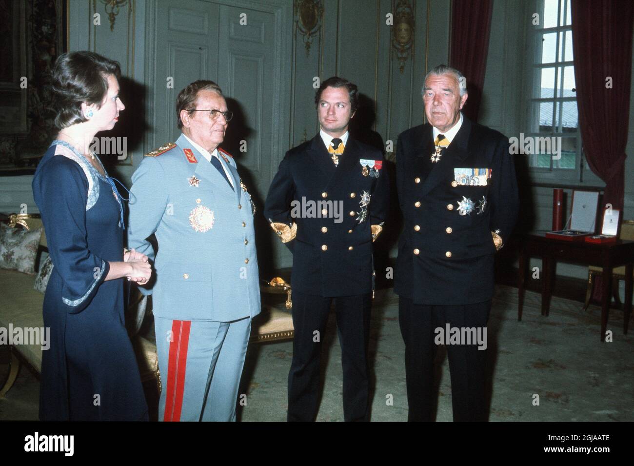STOCKHOLM 1976-03-29 From left Princess Christina, Josip Tito ...
