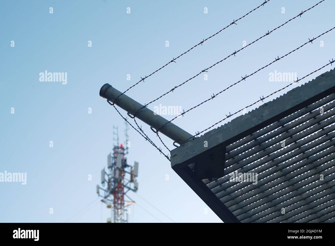 barbed fence jail prison border forbidden zone censorship Stock Photo ...