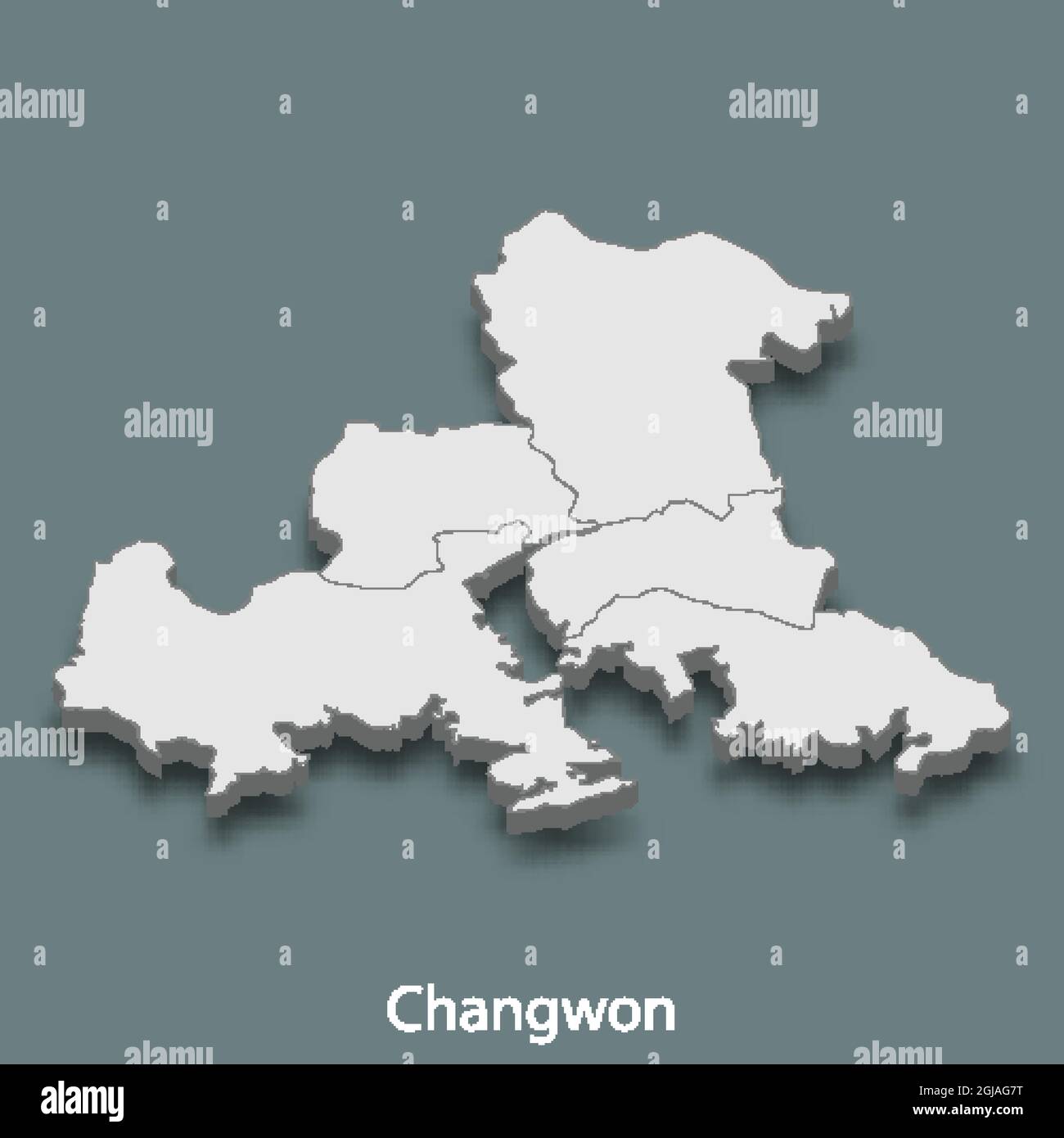 3d isometric map of Changwon is a city of Korea, vector illustration ...