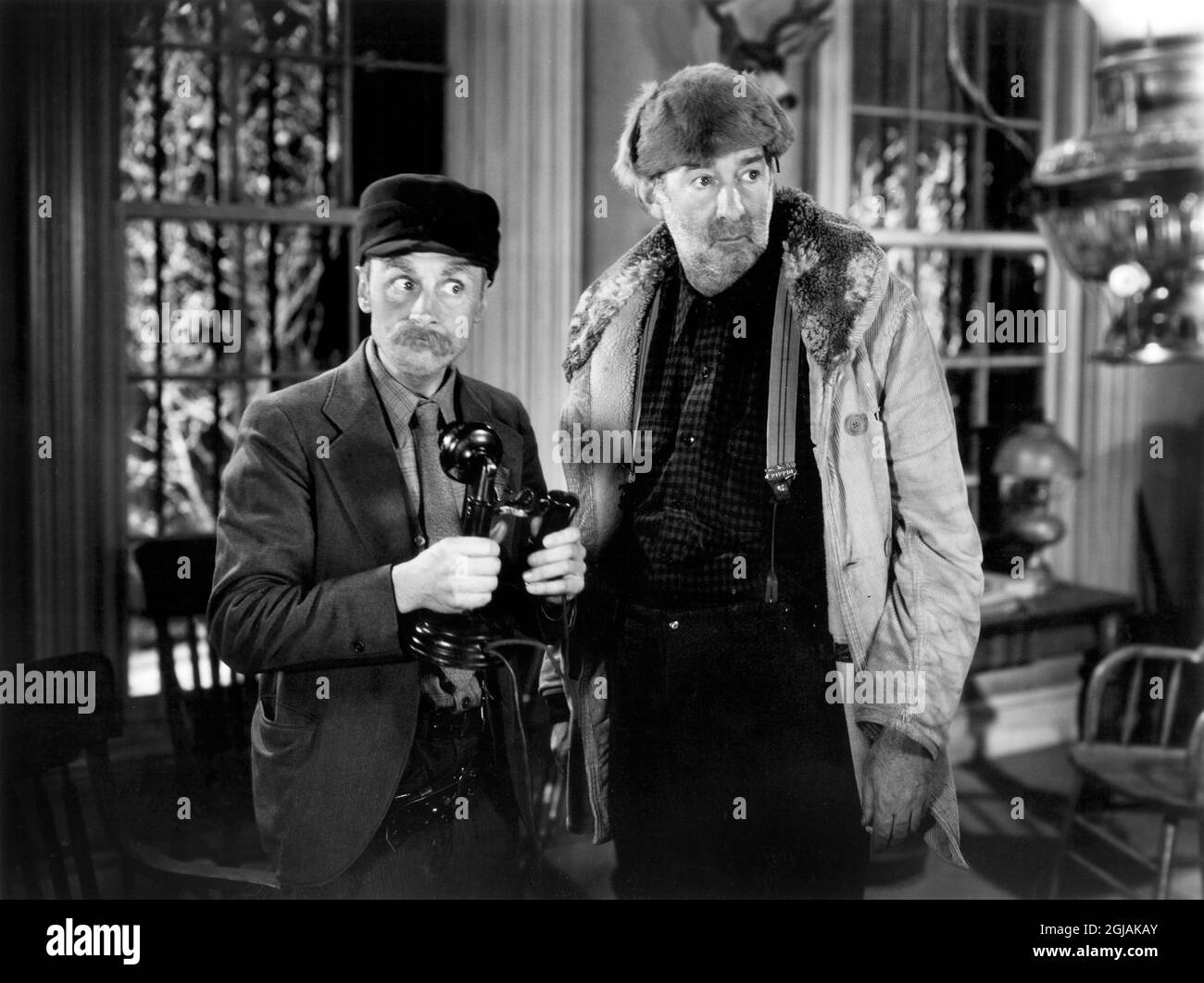 John Qualen, Slim Summerville, on-set of the Film, "Fifty Roads to Town ...