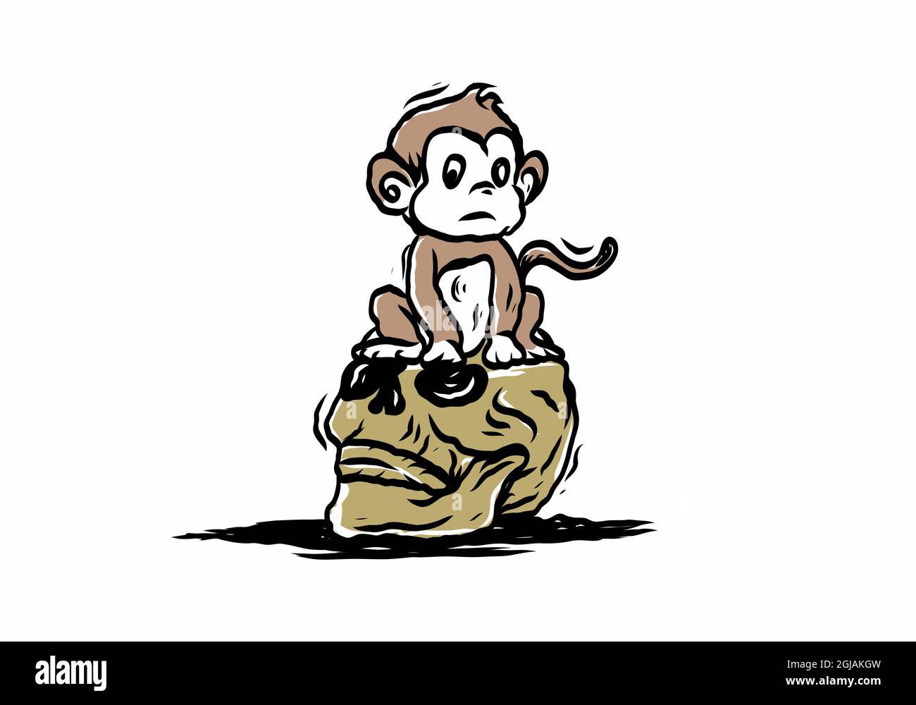 Skull head and little monkey illustration drawing design Stock Vector ...