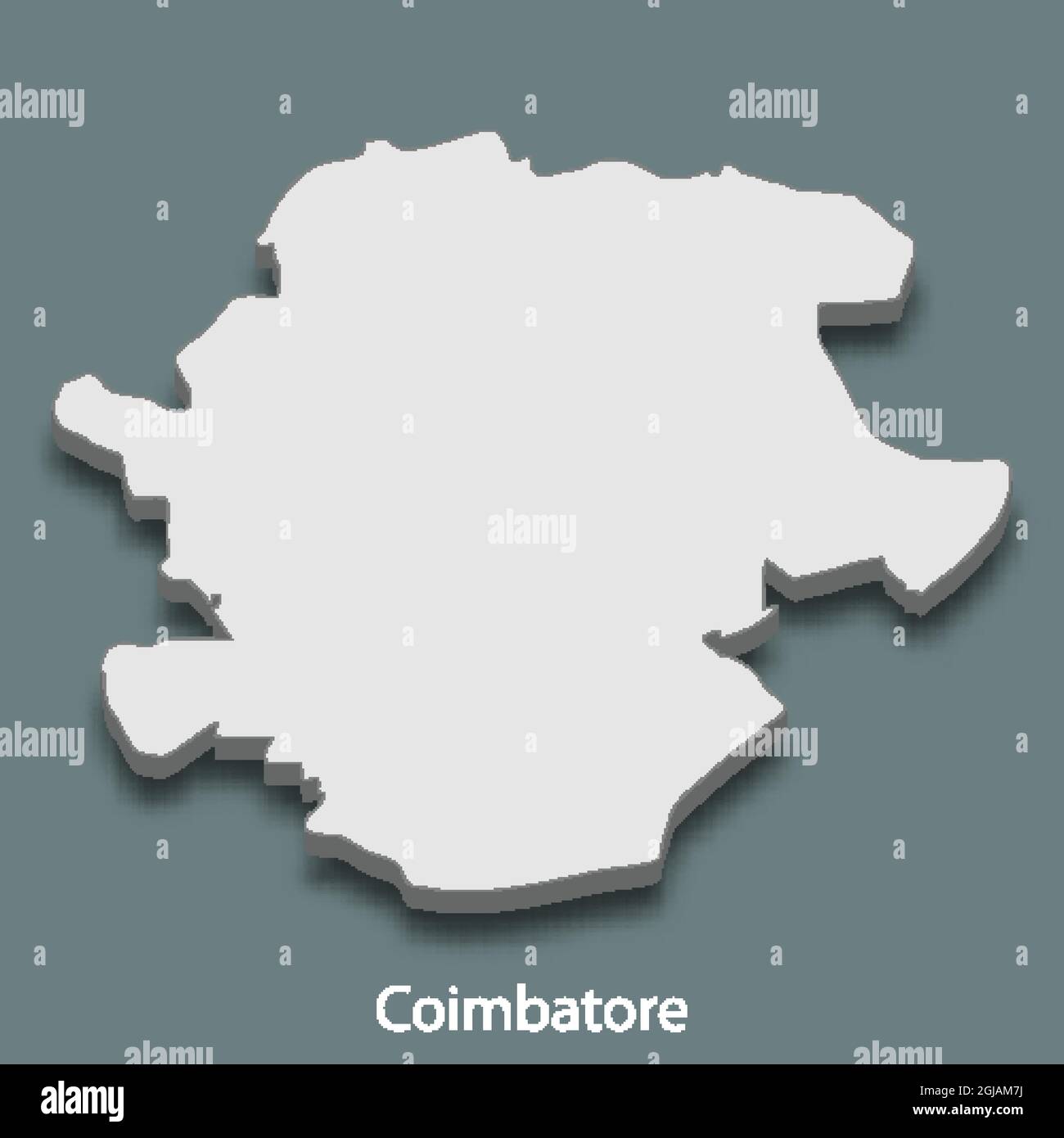 3d isometric map of Coimbatore is a city of India, vector illustration ...