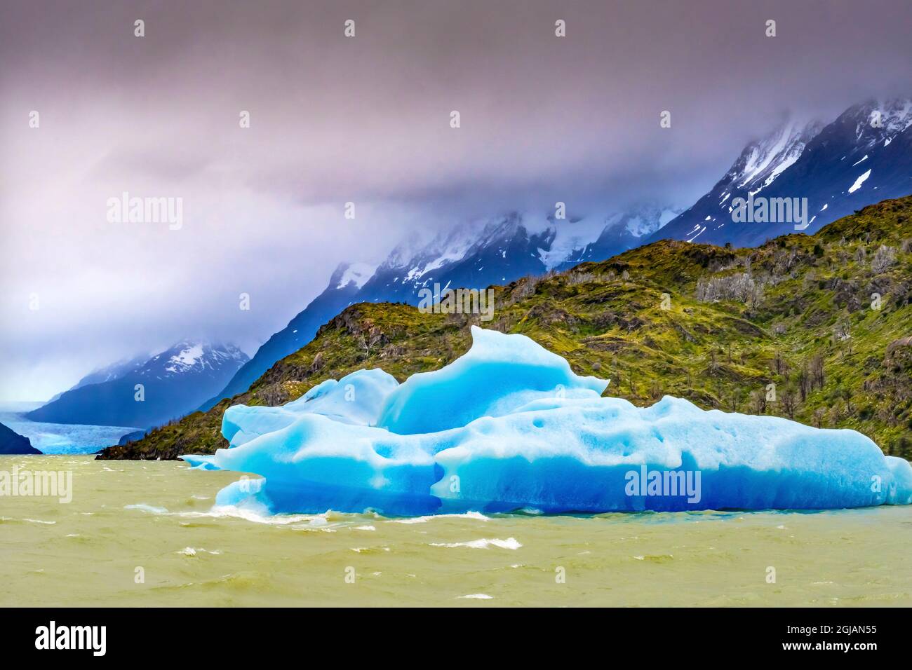 Blue Iceberg Grey Lake, Torres del Paine National Park, Patagonia ...