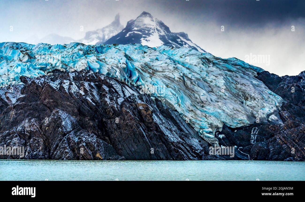 Blue Glacier on Black Mountain Lake Southern Patagonian Ice Field ...