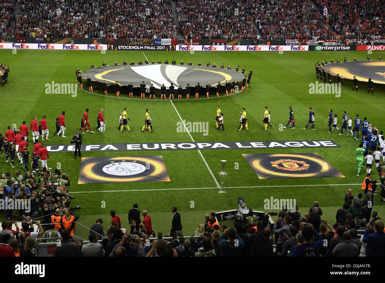 STOCKHOLM 20170524 The team's lineup before the UEFA Europa League ...