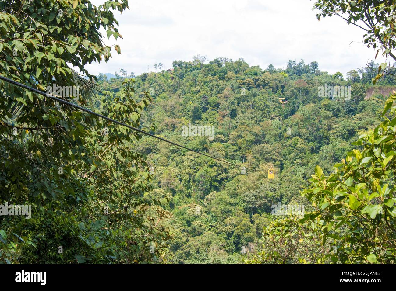 Ecuador, Mindo. Tarabita Cable Car over mountainous cloud forest Bosque ...