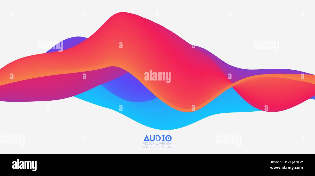 Sound wave visualiztion. 3D colorful solid waveform. Voice sample ...
