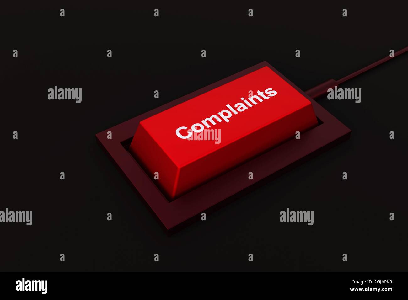 Complains Button 3D Rendered in Red color on isolated background Stock ...