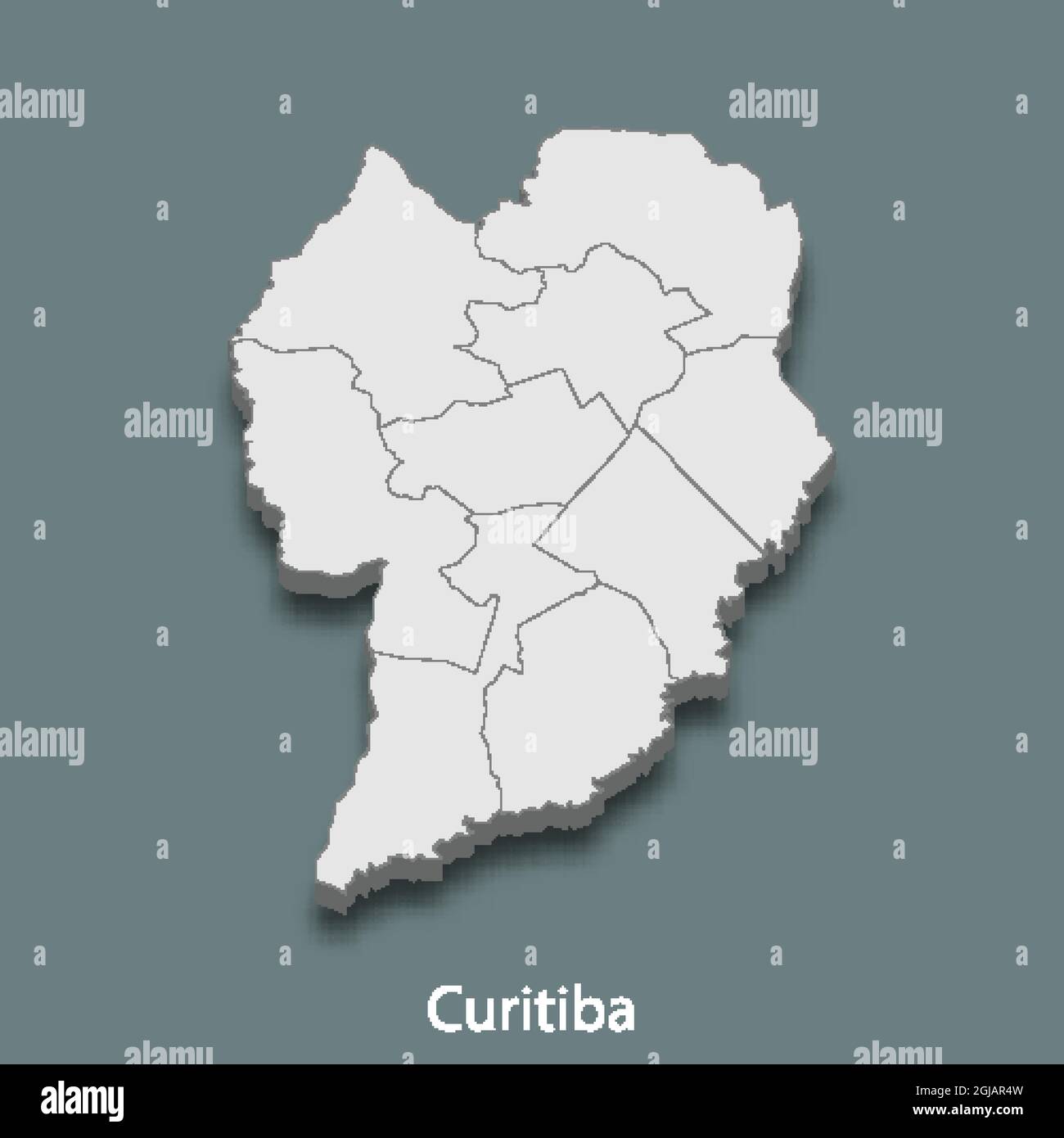 3d isometric map of Curitiba is a city of Brazil , vector illustration ...