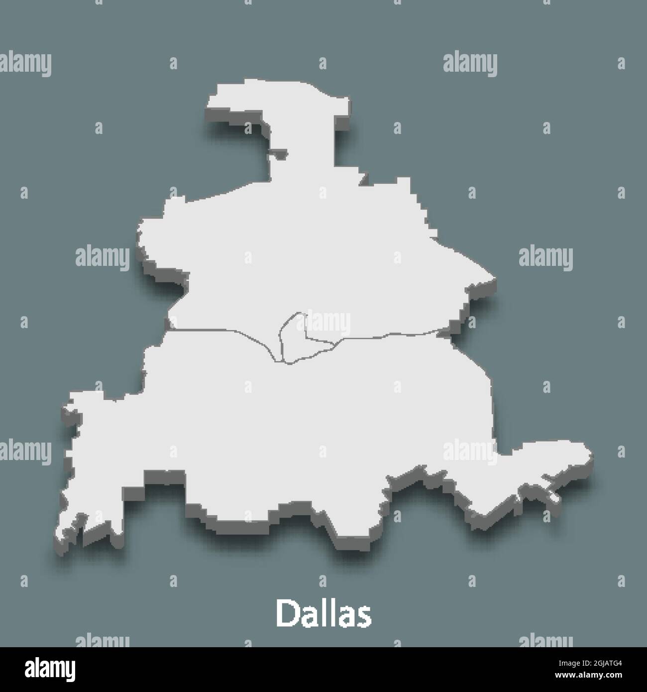 3d isometric map of Dallas is a city of United States, vector ...