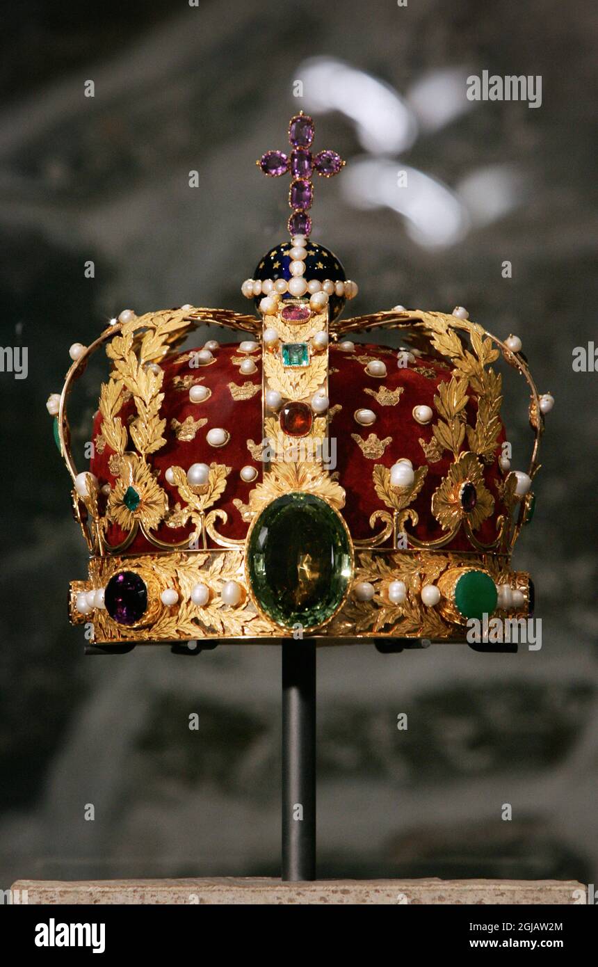 The Norwegian King's Crown exhibited in the regalia vaults in the ...