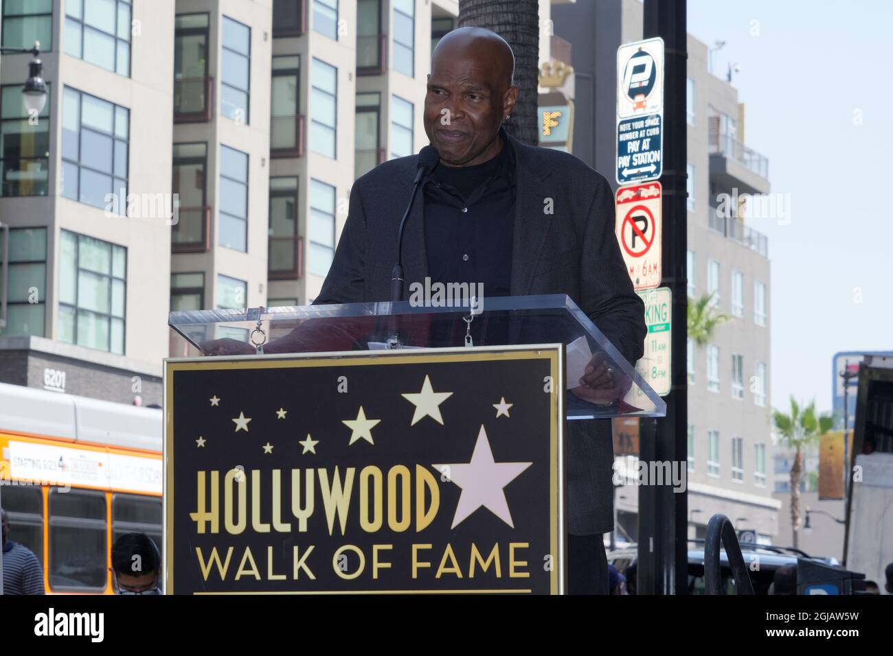 Radio personality Kurt Alexander aka Big Boy speaks at a ceremony ...
