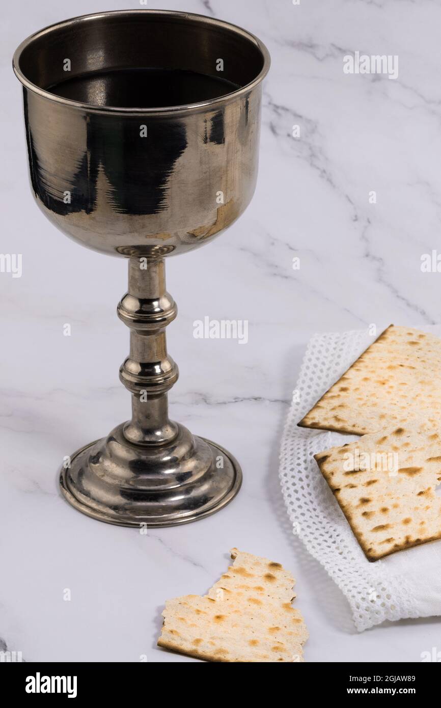 holy communion chalice with wine and bread. Lord's supper Stock Photo ...