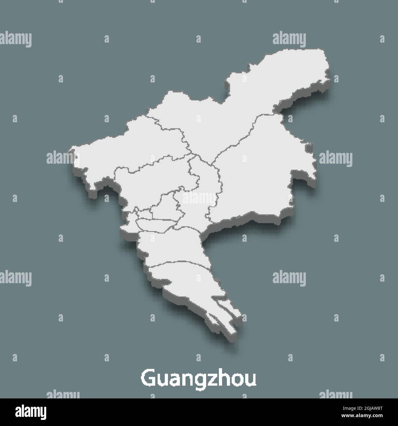 3d isometric map of Guangzhou is a city of China, vector illustration ...