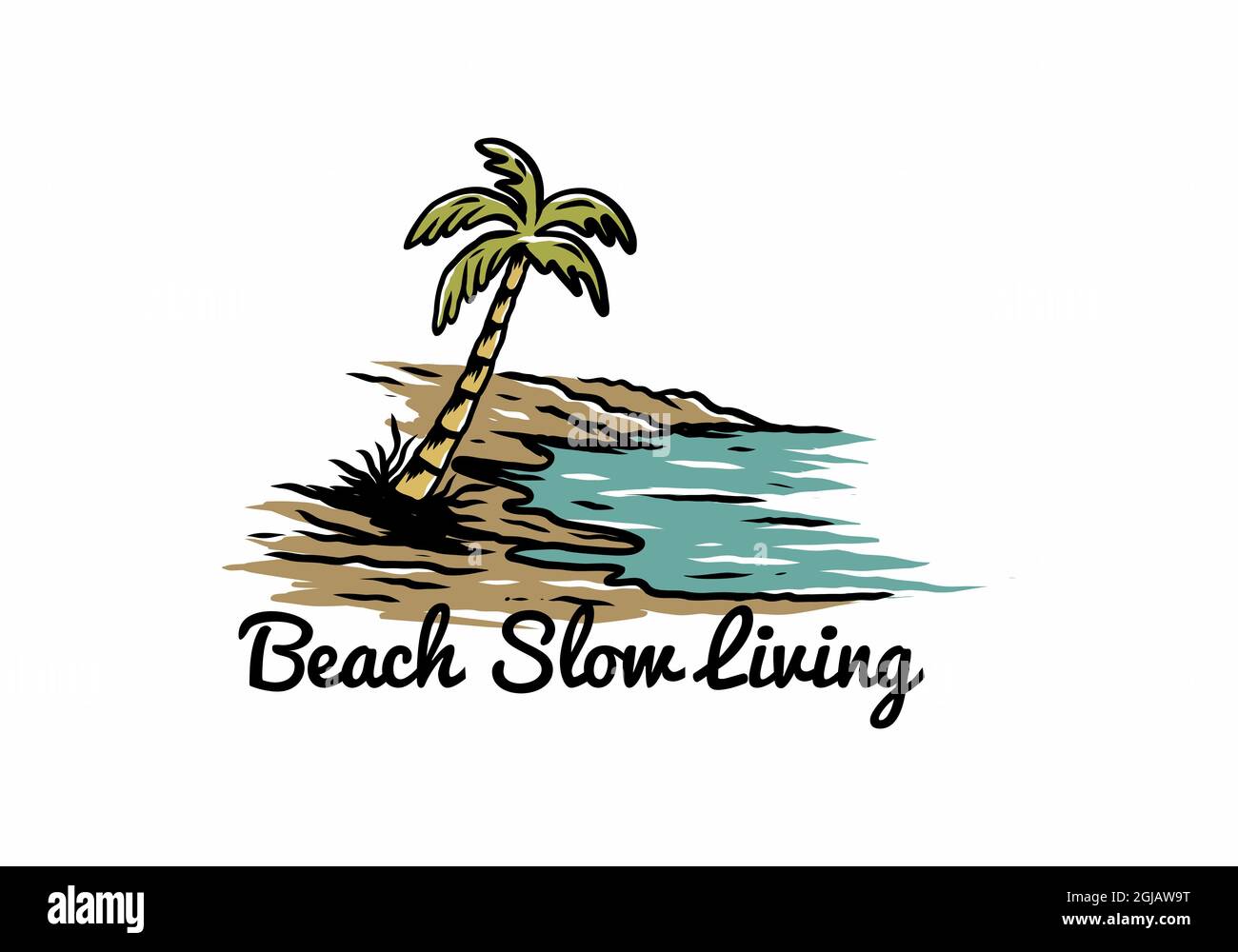 Beach slow living illustration drawing design Stock Vector Image & Art ...