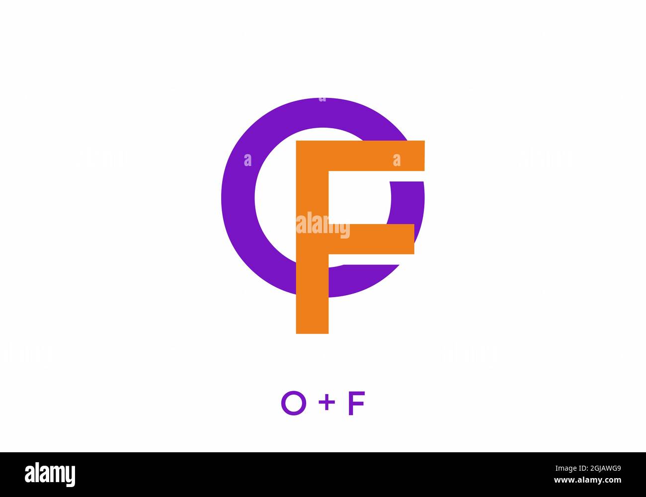 Purple orange color of O and F initial letter design Stock Vector Image ...