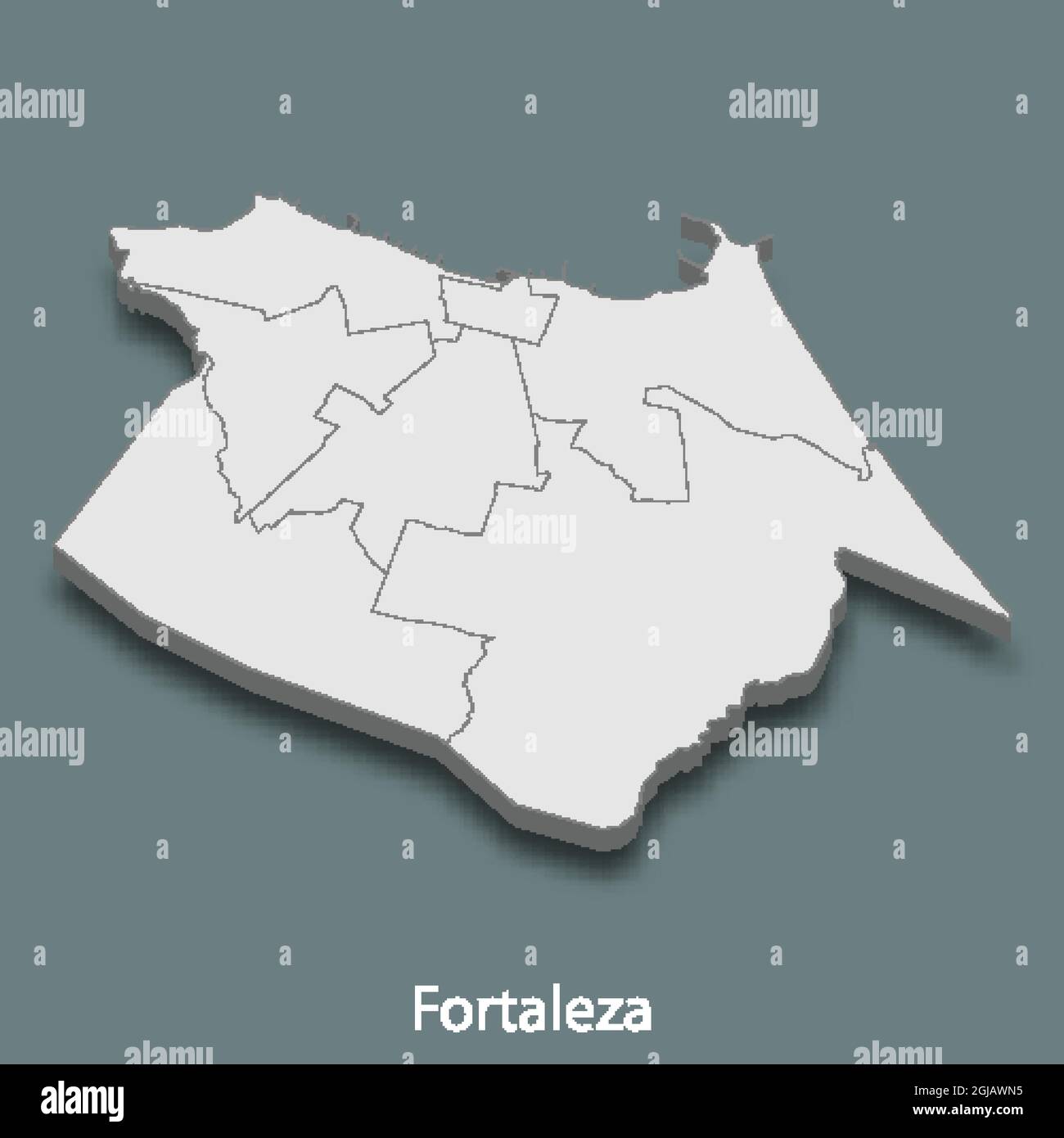 3d isometric map of Fortaleza is a city of Brazil , vector illustration ...