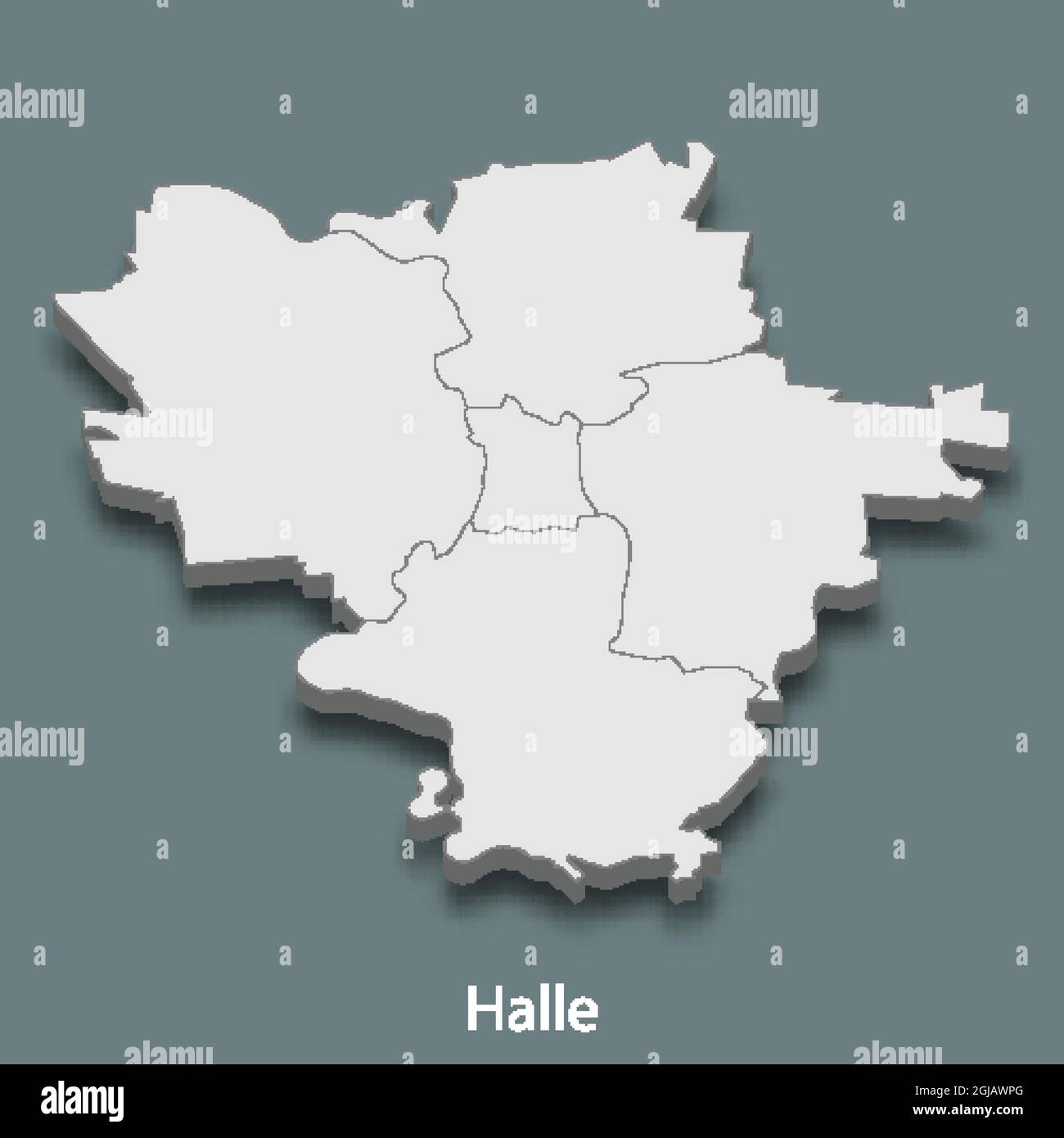 3d isometric map of Halle is a city of Germany, vector illustration ...