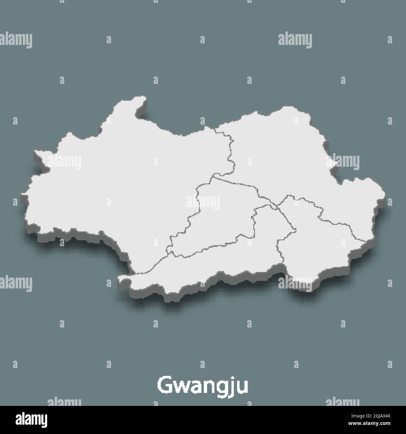 3d isometric map of Gwangju is a city of Korea, vector illustration ...