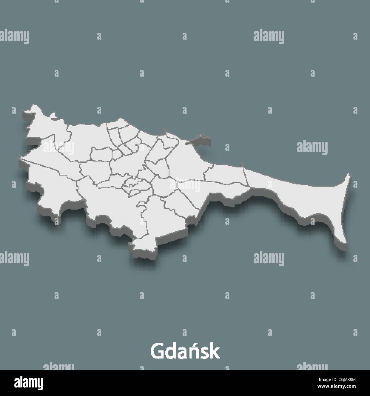 3d isometric map of Gdansk is a city of Poland, vector illustration ...