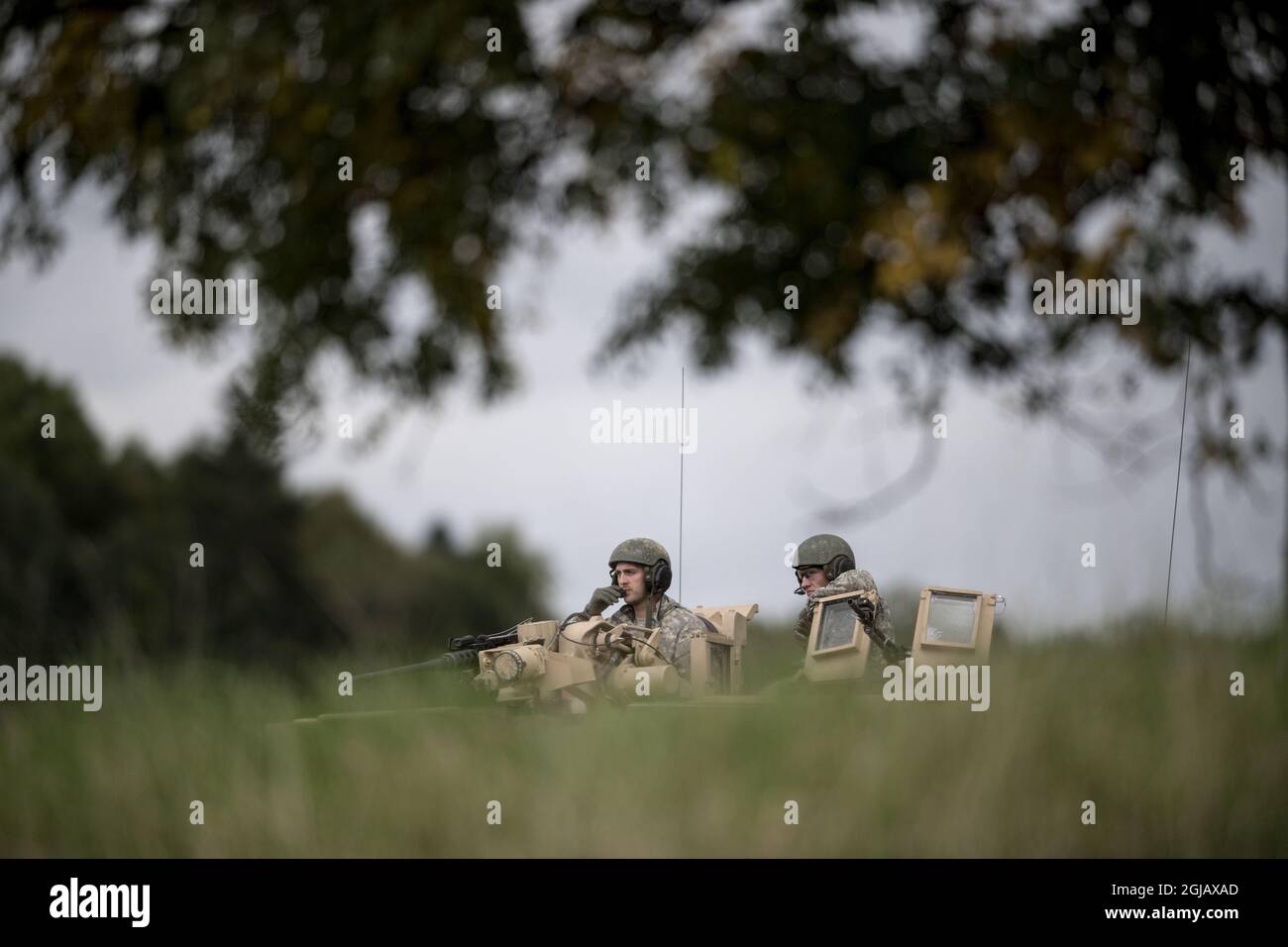 SKOVDE, Sweden 2017-09-14 Armoured troops from Skaraborg's Swedish ...