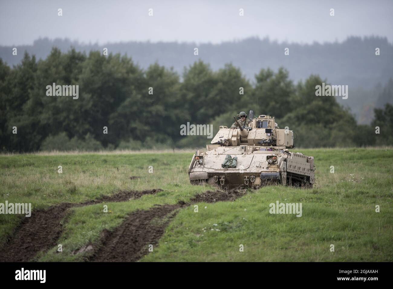 SKOVDE, Sweden 2017-09-14 Armoured troops from Skaraborg's Swedish ...