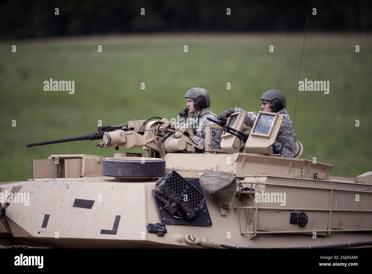 SKOVDE, Sweden 2017-09-14 Armoured troops from Skaraborg's Swedish ...