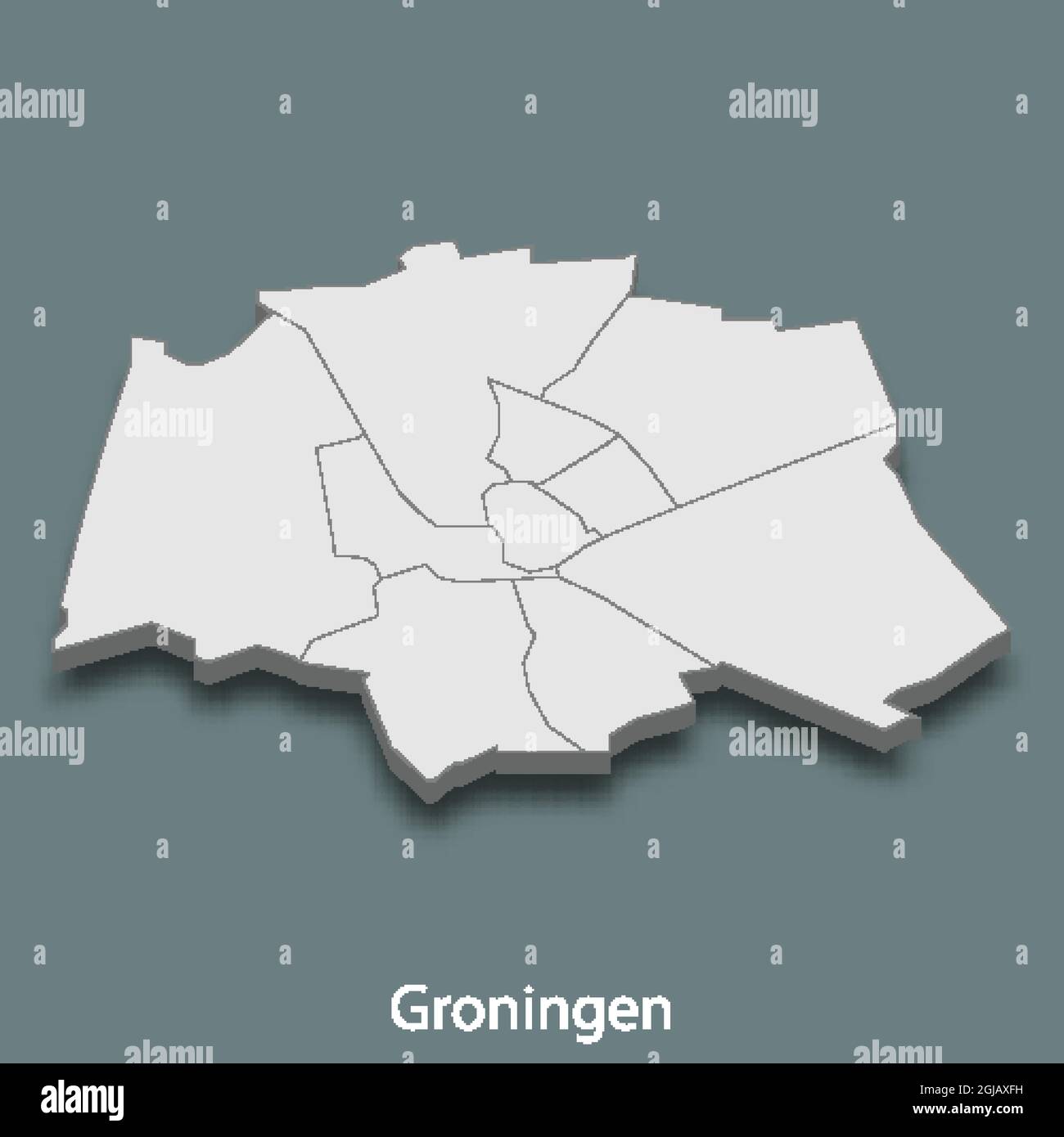 3d isometric map of Groningen is a city of Netherlands, vector ...