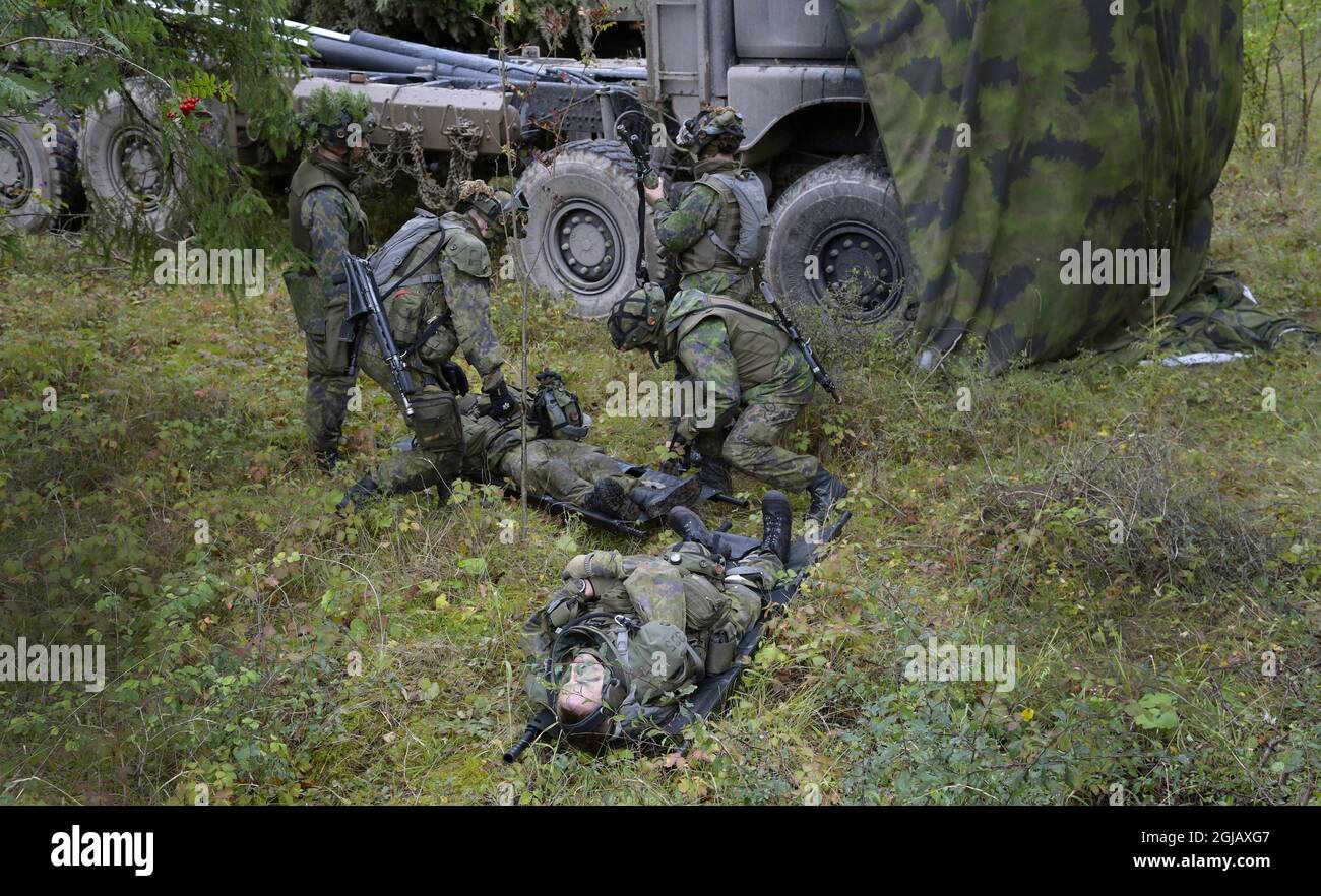Finnish military unit practice tactical treatment of combat injuries ...