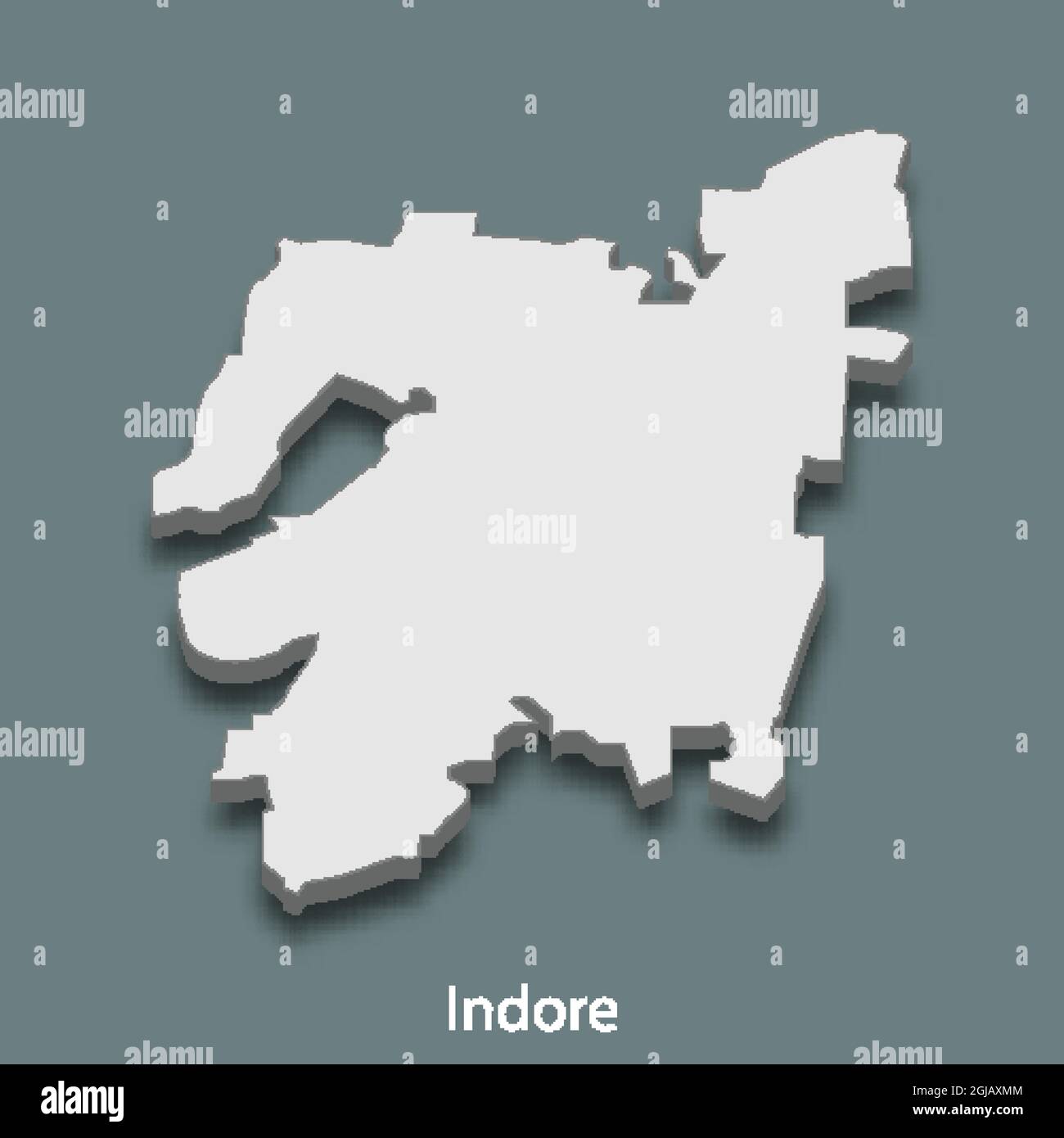 3d isometric map of Indore is a city of India, vector illustration ...