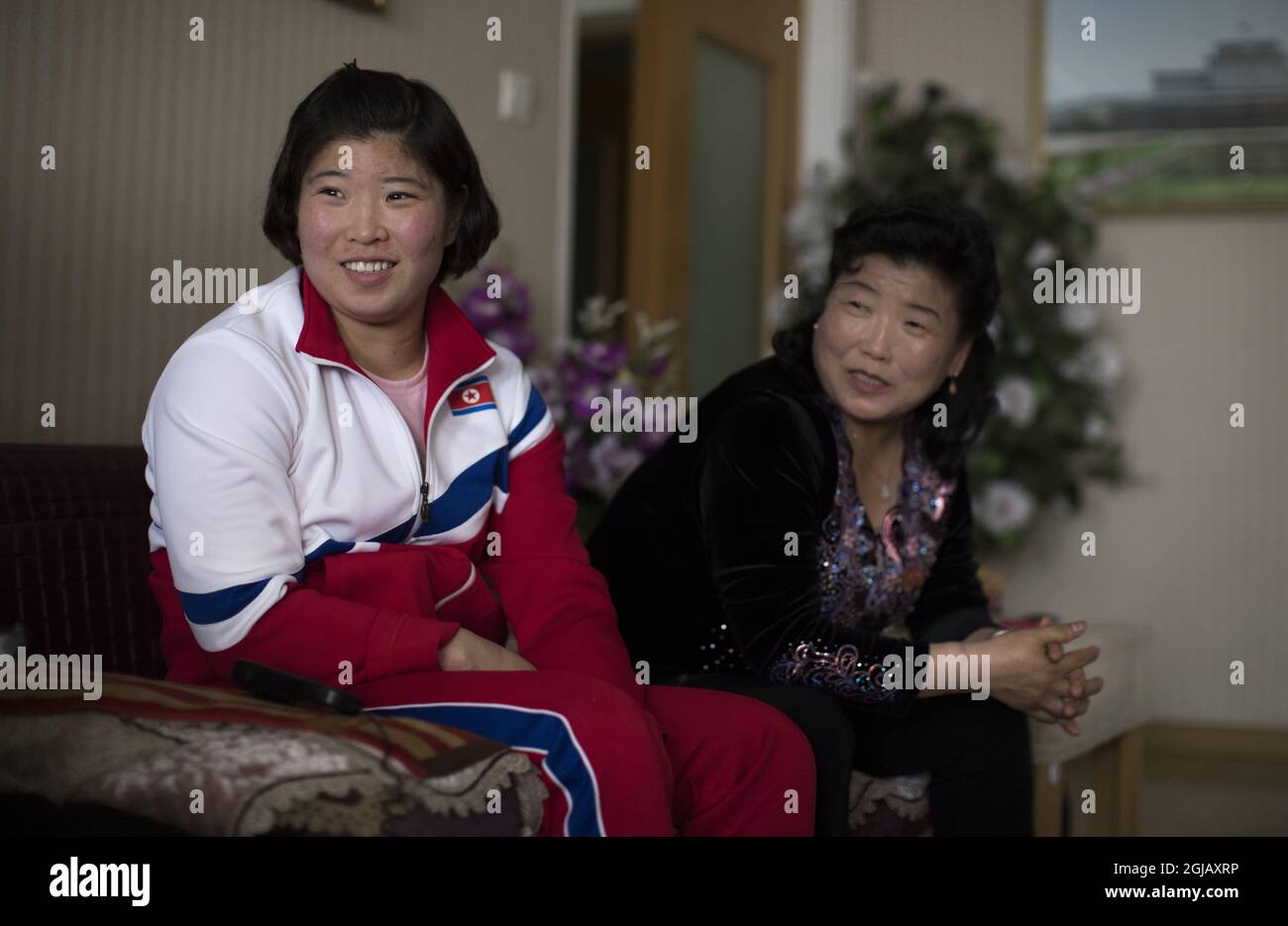 Heavy weight lifter and olympic gold medalist Rim Jong Sim with her ...