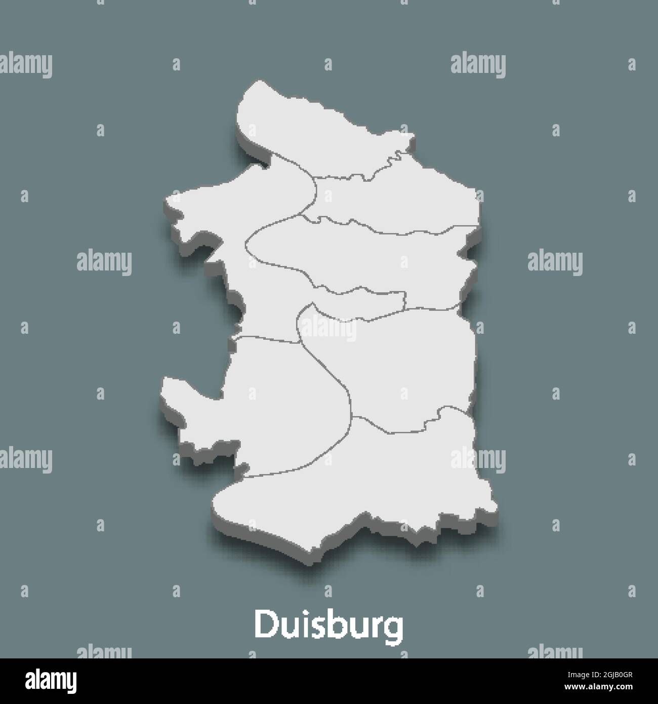3d isometric map of Duisburg is a city of Germany, vector illustration ...