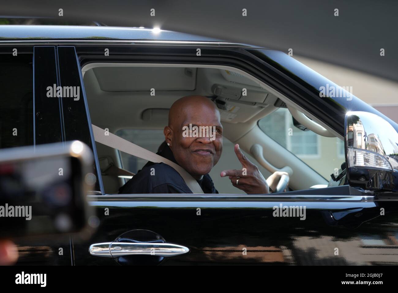Radio personality Kurt Alexander aka Big Boy departs a ceremony ...