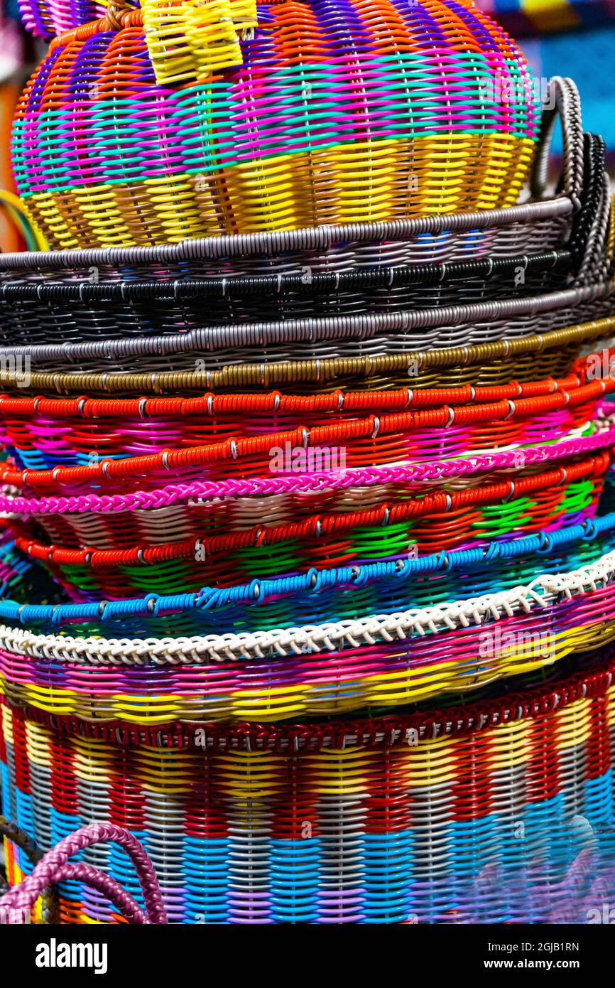 Colorful baskets, Oaxaca, Mexico Stock Photo - Alamy