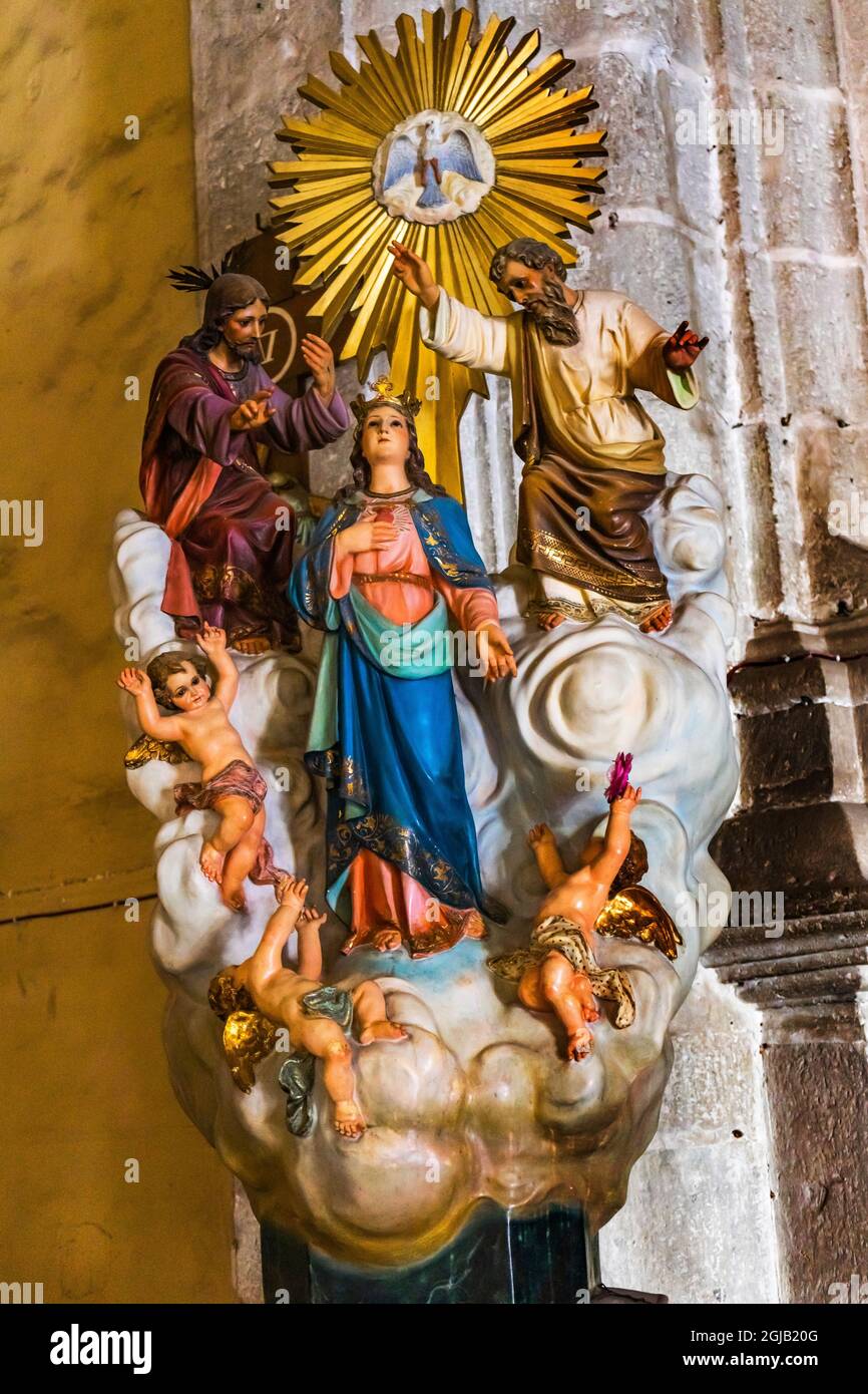 Statue at Templo de la Compania Church, Oaxaca, Mexico. Built around ...