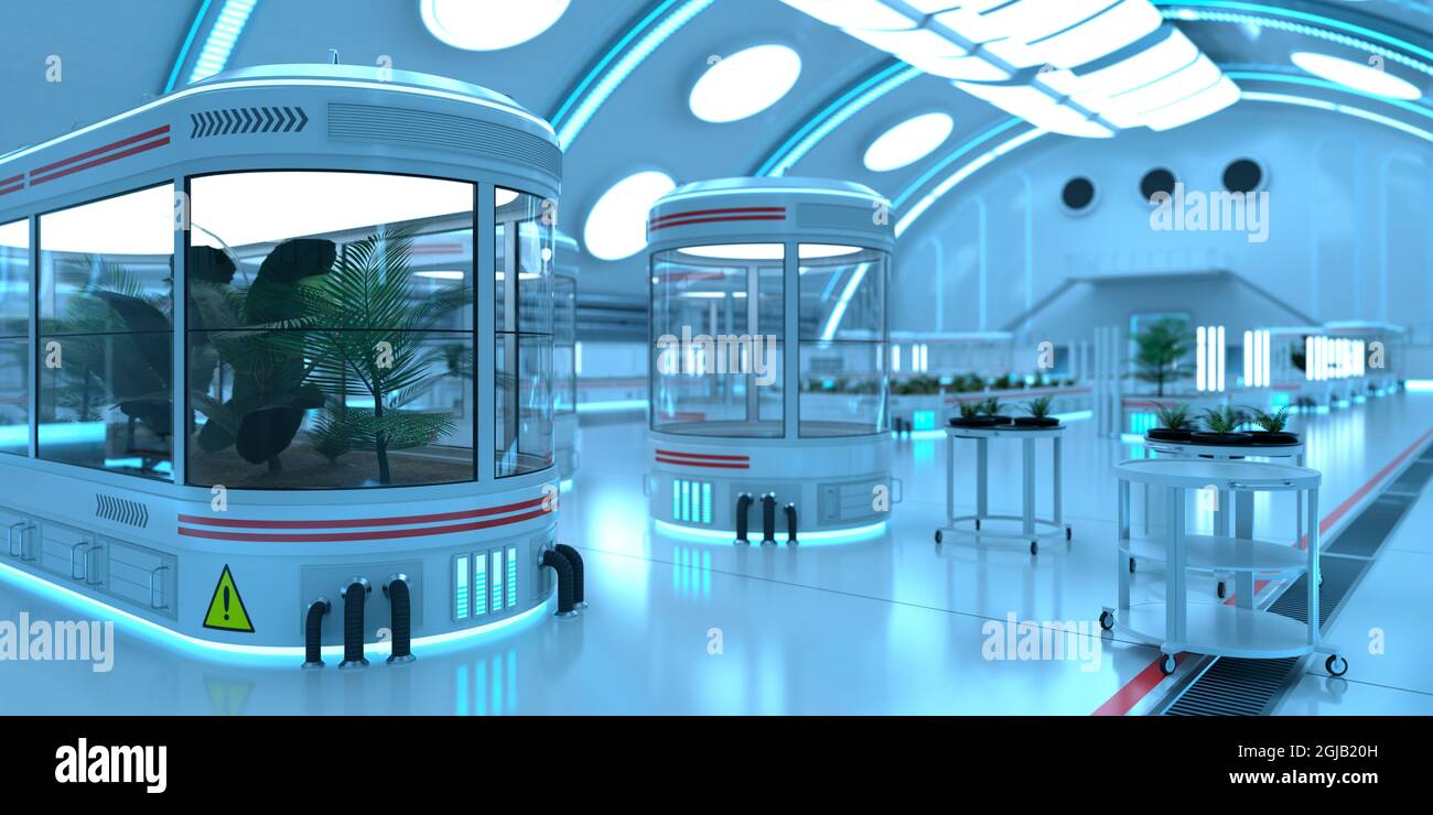 3D rendering of a science fiction botanical laboratory Stock Photo - Alamy
