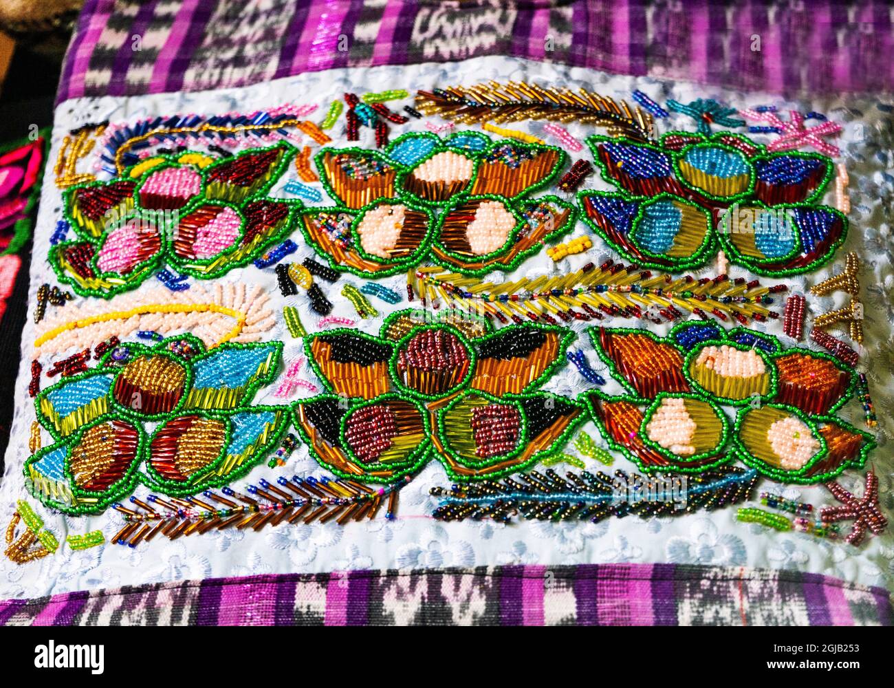 Colorful Mexican abstract patterns on blanket, Oaxaca, Mexico Stock ...