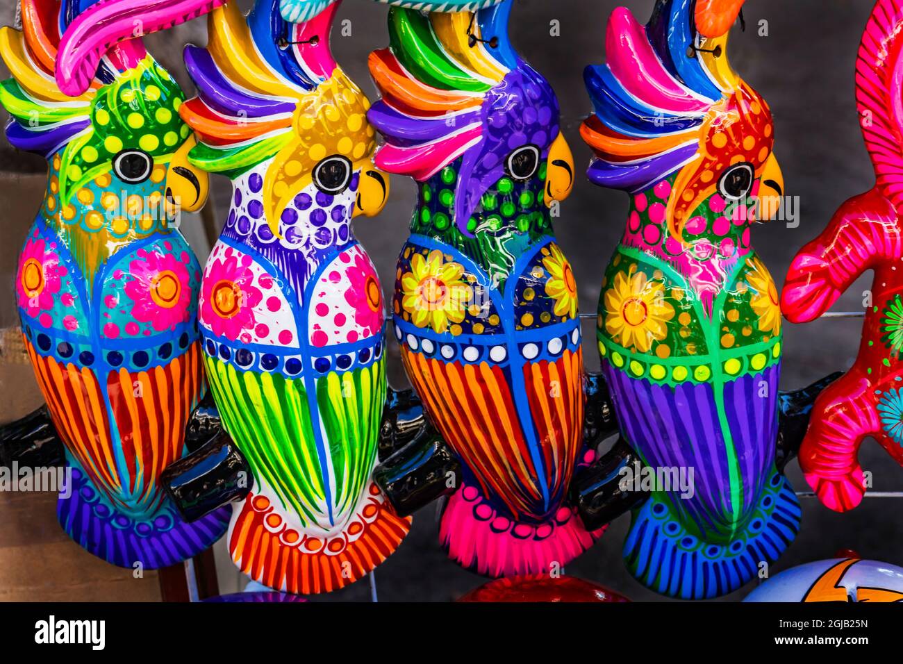 Colorful ceramic parrots, Oaxaca, Juarez, Mexico Stock Photo - Alamy