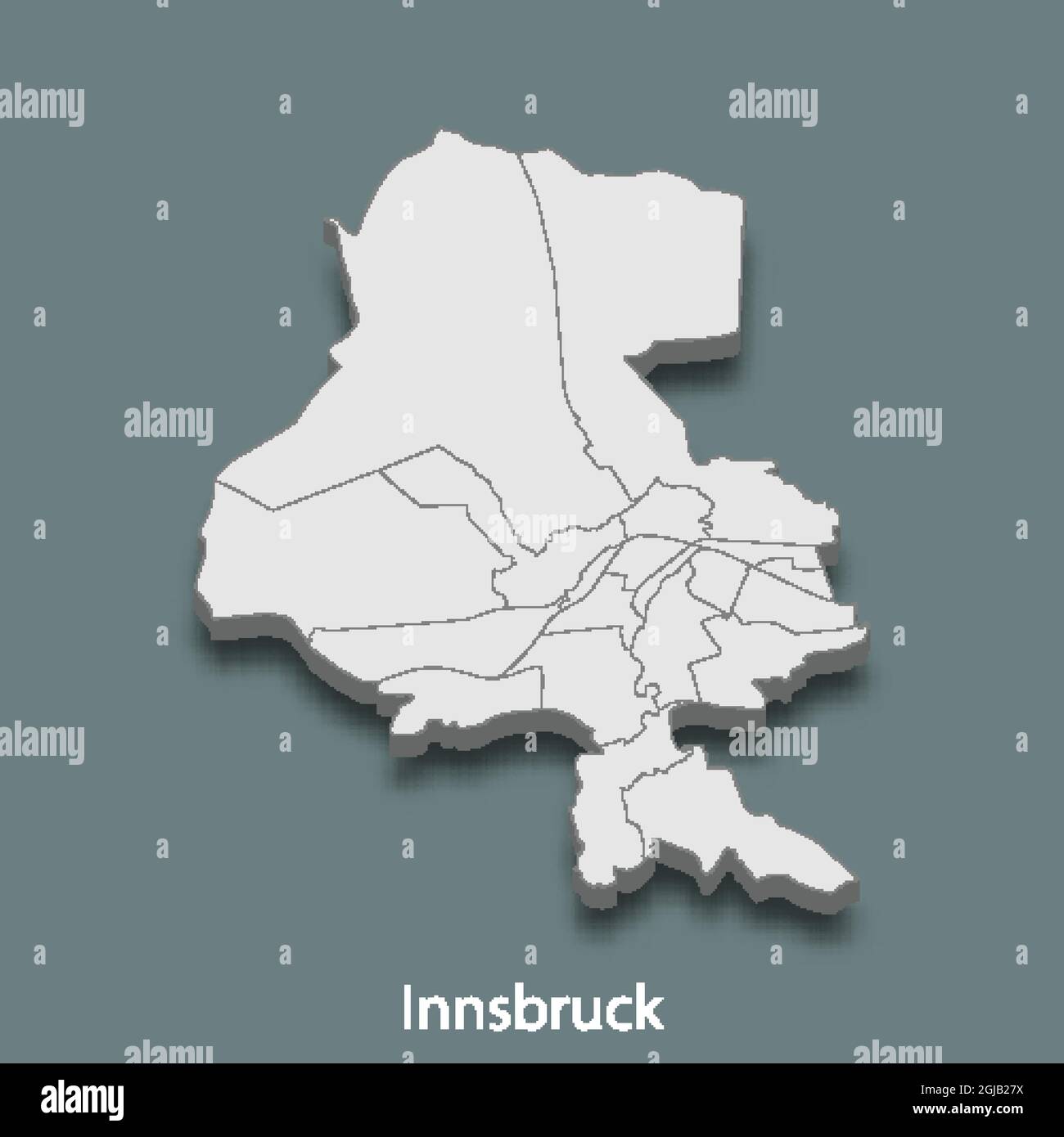 3d isometric map of Innsbruck is a city of Austria, vector illustration ...