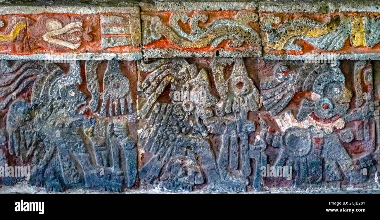 Ancient Carvings Aztec Eagle Warriors Palace, Templo Mayor, Mexico City ...