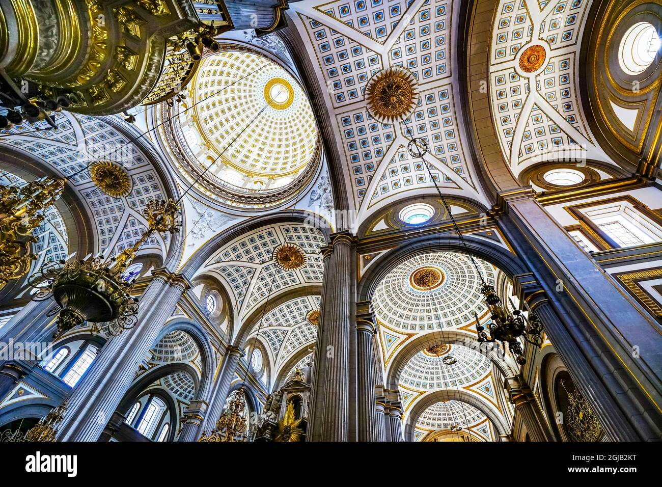 Basilica ceiling Cathedral Puebla, Mexico. Built in 15 to 1600's Stock ...